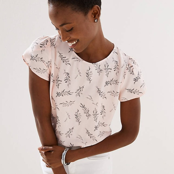 LOFT | Tops | Loft Womens Leafy Tulip Sleeve Button Back Top | Poshmark
